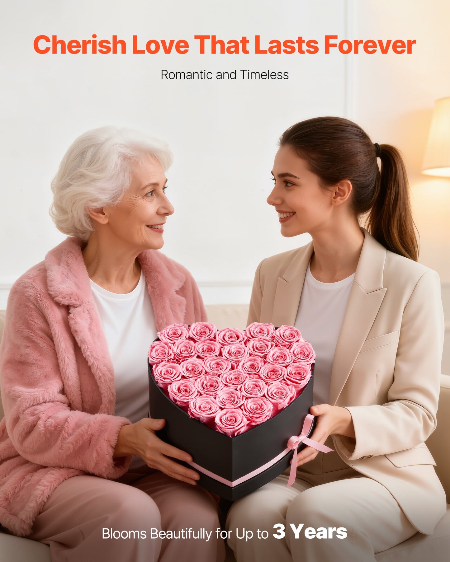 Forever Flowers, 27 Preserved Roses – Valencia Rose